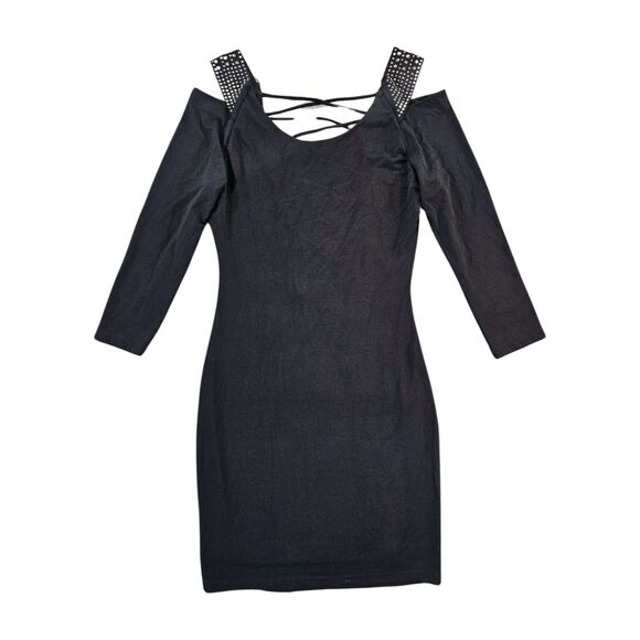 Papaya | Dresses | Papaya Dress Small Black Bodycon Cold Shoulder ...